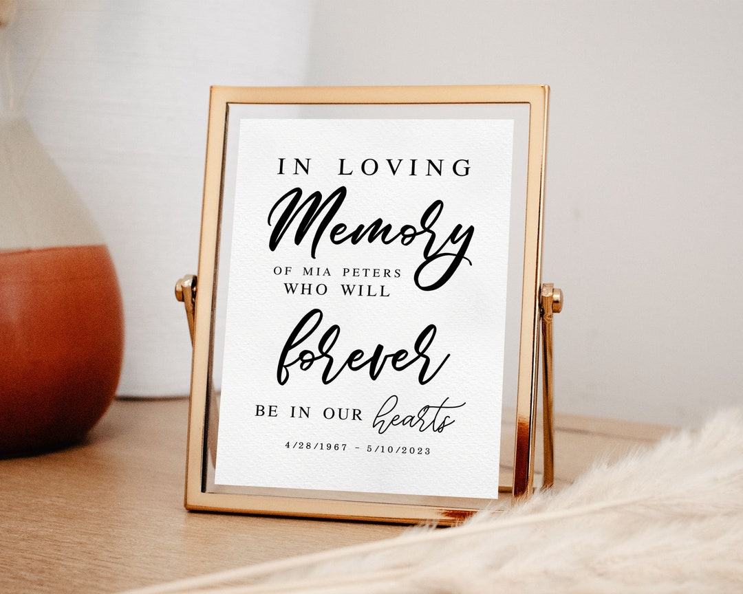 In Loving Memory Of, Forever in Our Hearts, Memory Table Sign, Wedding ...