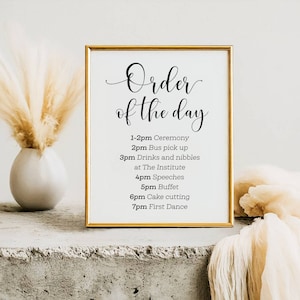 Order of the Day, Wedding Signs, Custom Wedding Sign, Personalized ...