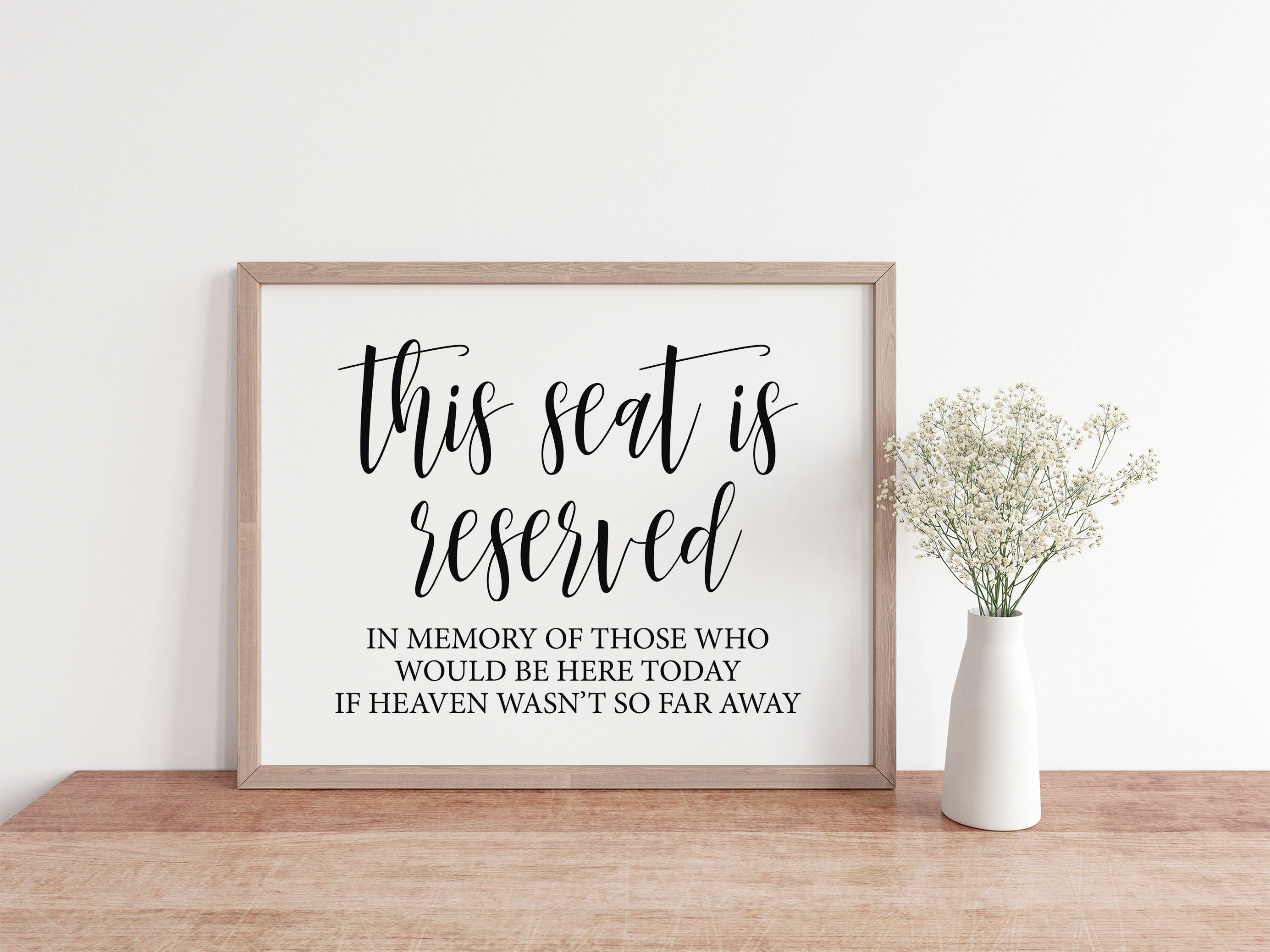 This Seat is Reserved in Memory Of, Wedding Signs, Wedding Reserved ...