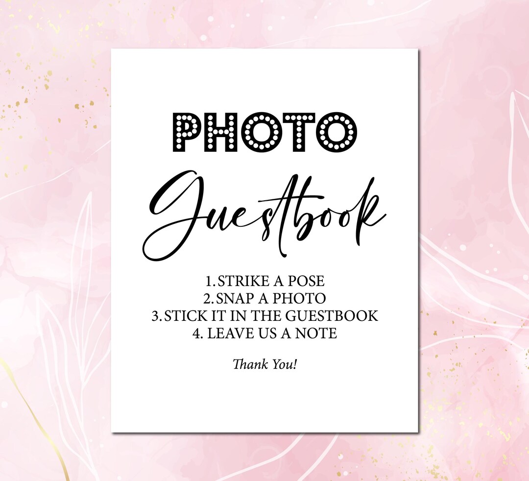 Photo Guestbook Sign, Strike A Pose, Snap A Photo, Modern Minimalist ...