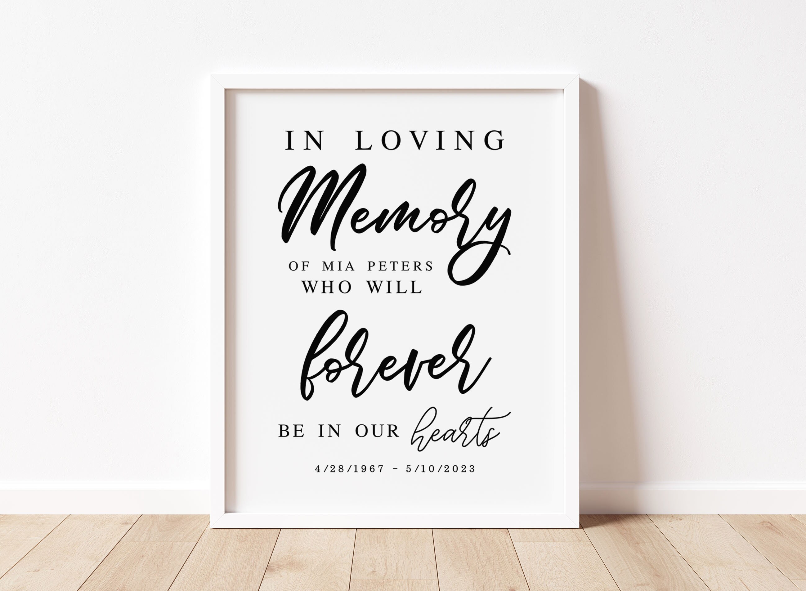 In Loving Memory Of, Forever in Our Hearts, Memory Table Sign, Wedding ...