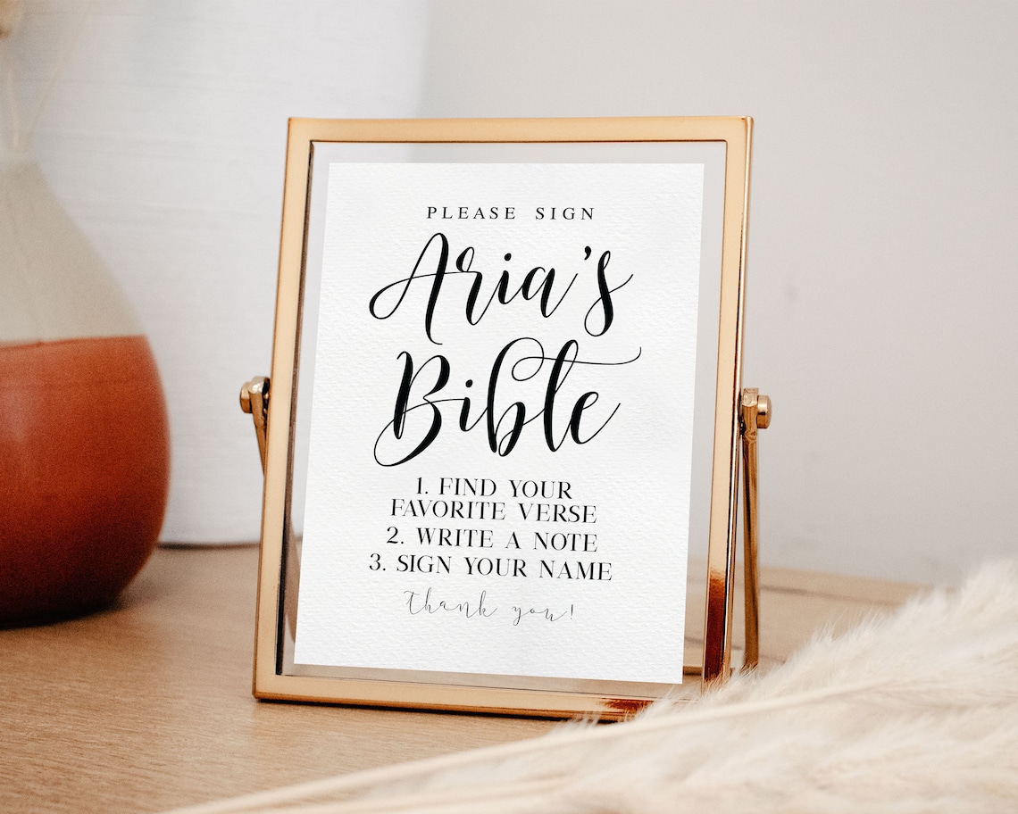 Please Sign Baby Bible, Baby Shower Guest Book Sign, Bible Guestbook ...