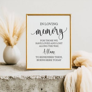 In Loving Memory Wedding Sign: Remembrance Flame (PDF & JPG) - Etsy