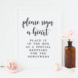 Please Sign A Heart as A Keepsake for the Newlyweds, Modern Minimalist ...