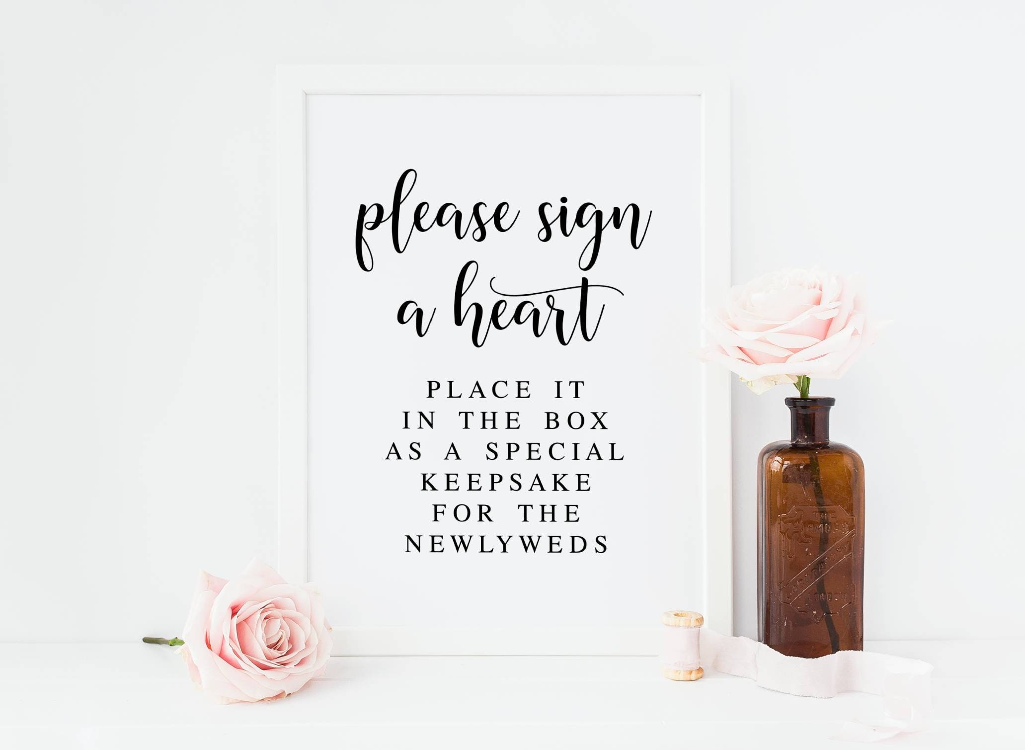 Please Sign A Heart as A Keepsake for the Newlyweds, Modern Minimalist ...