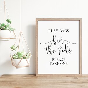 Busy Bags for the Kids, Please Take One, Wedding Kids Sign, Kids Table ...