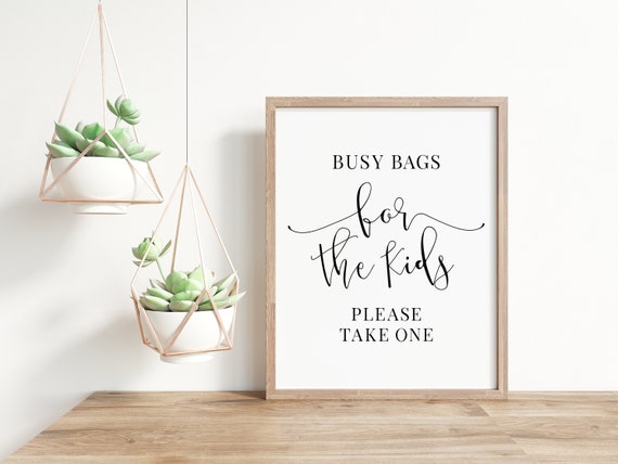 Busy Bags for the Kids Please Take One Wedding Kids Sign - Etsy