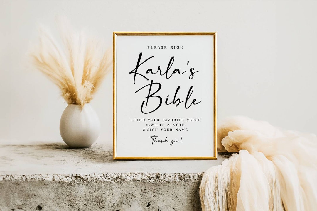 Please Sign My Bible, Bridal Shower Sign, Wedding Decor Sign, Bible ...