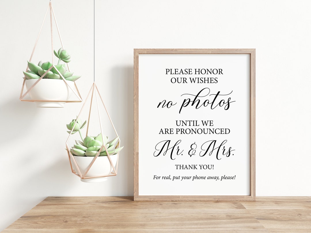 No Photos Wedding Sign: Unplugged Ceremony Printable (PDF & JPG) - Etsy