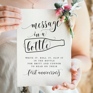 Message in A Bottle Printable Sign, Wedding Signs, Bottle Guestbook ...