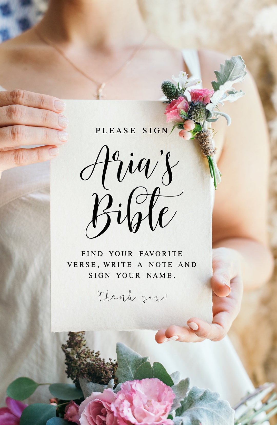 Please Sign Baby Bible, Modern Minimalist Baby Shower Bible Guestbook ...