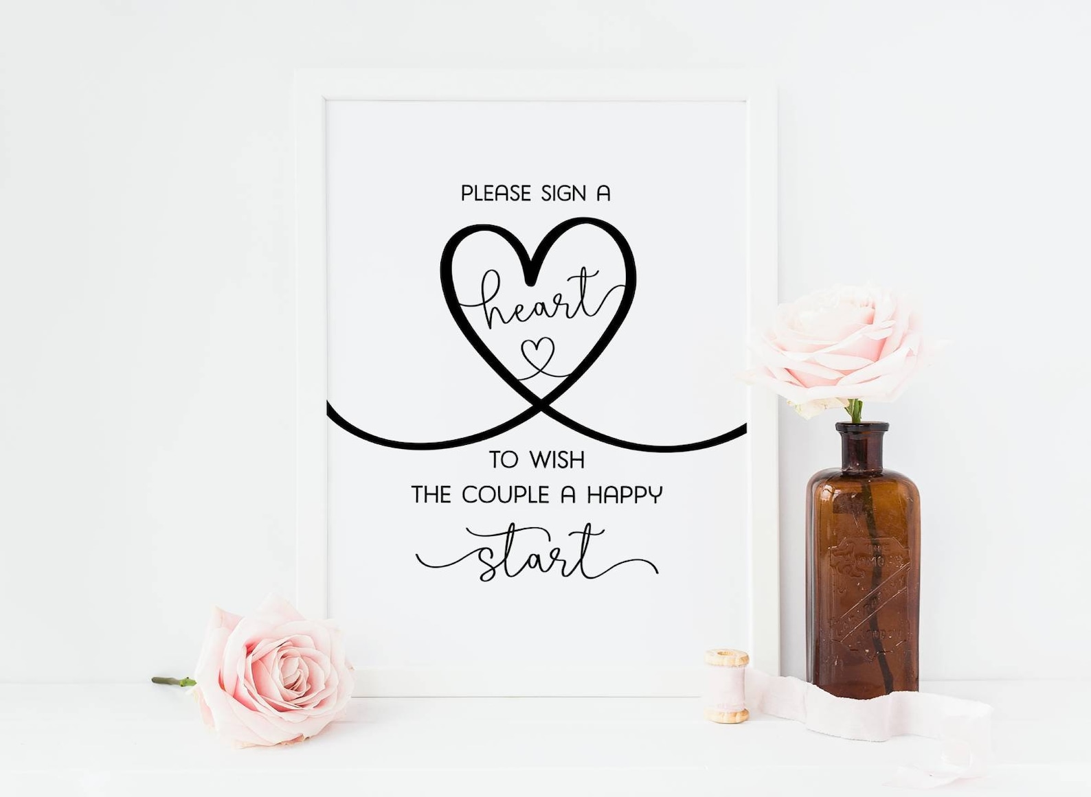 Please Sign A Heart to Wish the Couple A Happy Start, Wedding Signs ...