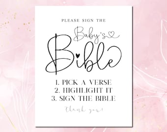 Please Sign Baby Bible, Baby Shower Guest Book Sign, Bible Guestbook ...