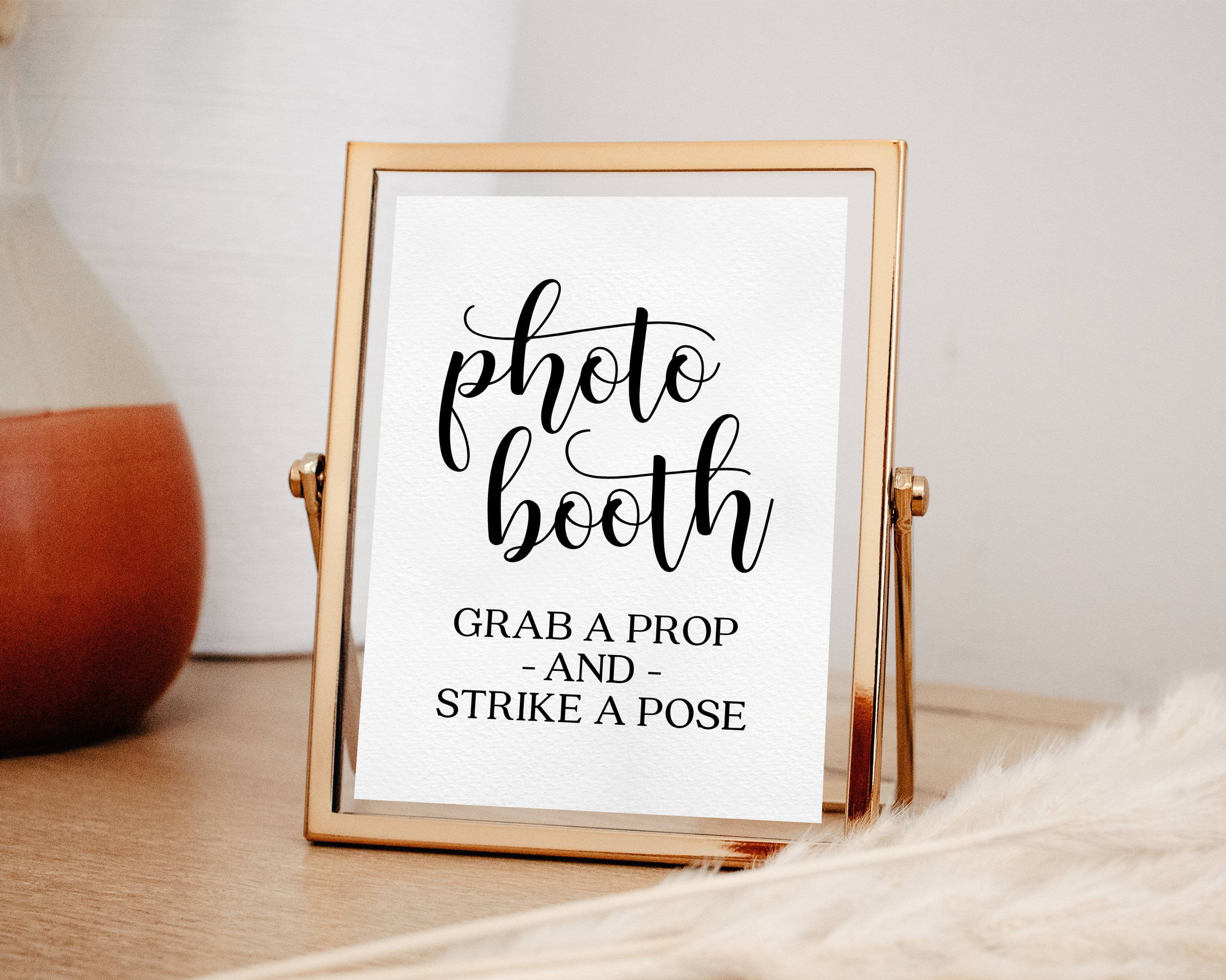Grab A Prop and Strike A Pose, Photo Booth Sign, Modern Minimalist ...