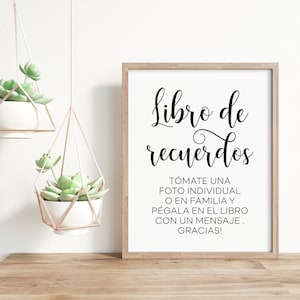 Libro De Recuerdos, Spanish Wedding Signs, Memory Book Sign, Spanish ...