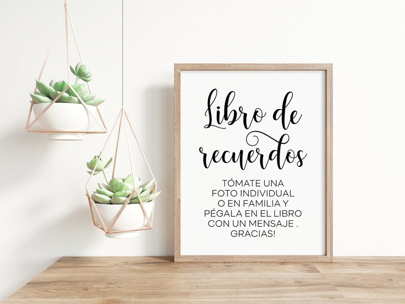 Libro De Recuerdos, Spanish Wedding Signs, Memory Book Sign, Spanish ...