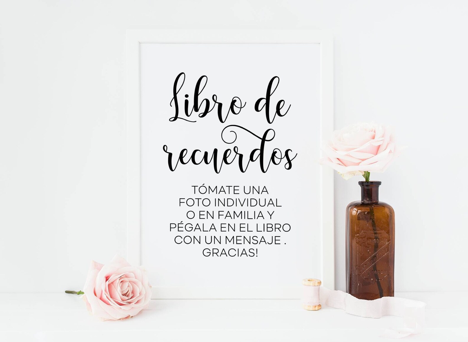 Libro De Recuerdos, Spanish Wedding Signs, Memory Book Sign, Spanish ...