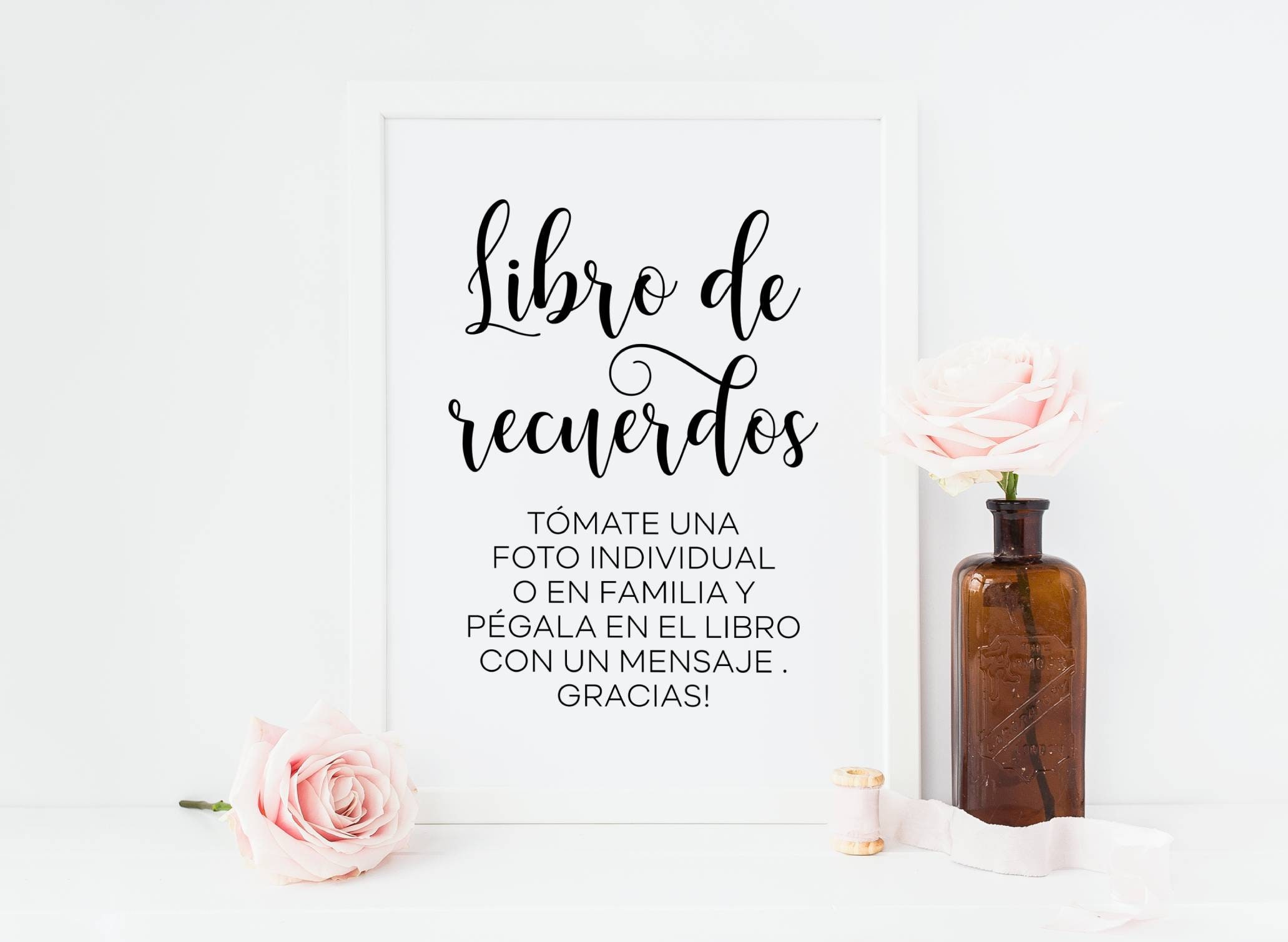 Libro De Recuerdos, Spanish Wedding Signs, Memory Book Sign, Spanish ...