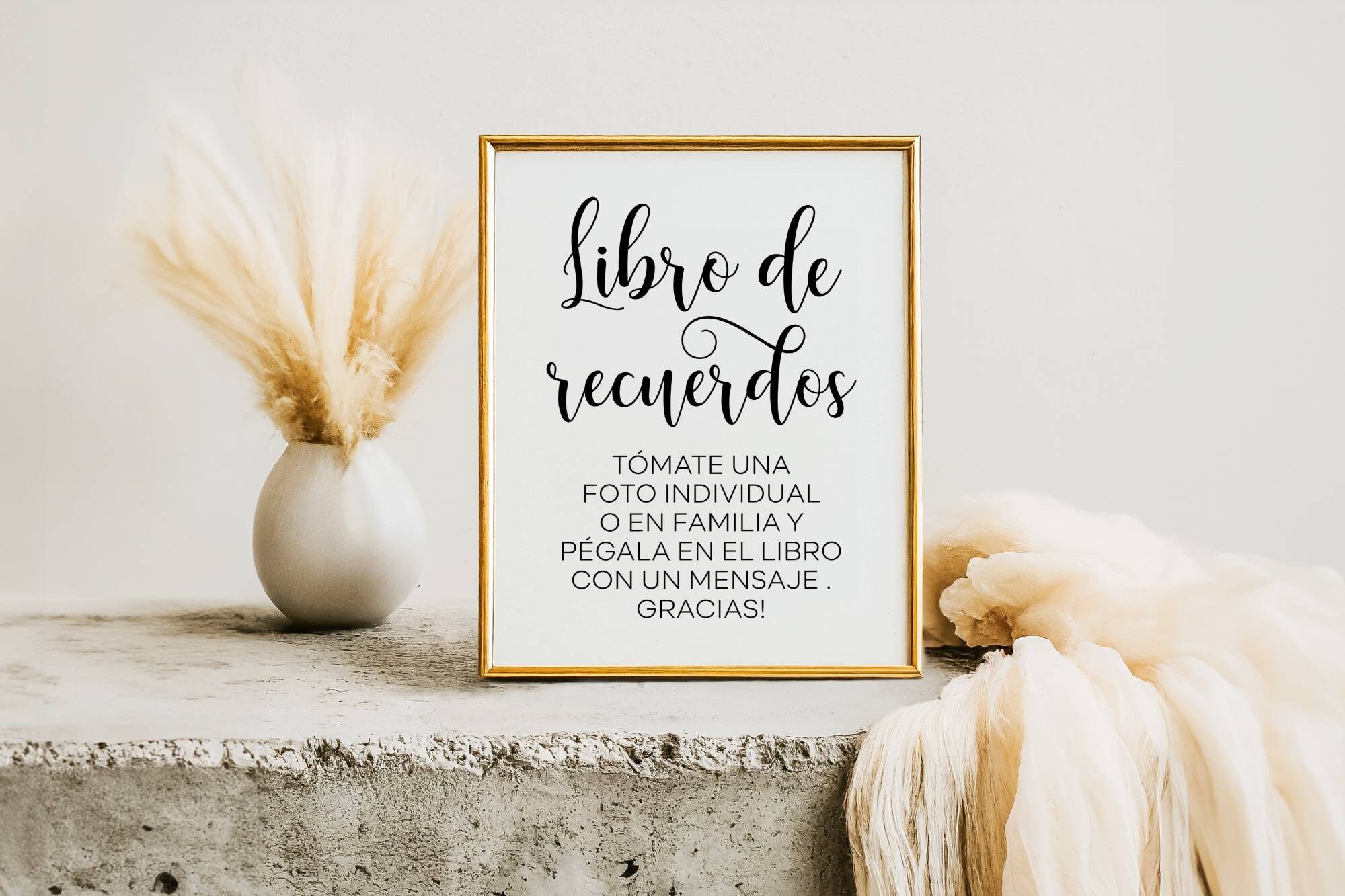 Libro De Recuerdos, Spanish Wedding Signs, Memory Book Sign, Spanish ...