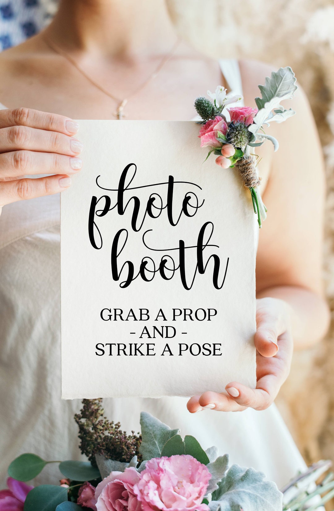 Grab A Prop and Strike A Pose, Photo Booth Sign, Modern Minimalist ...