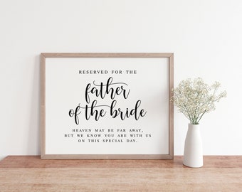 Father of the Bride Memorial Sign for Wedding Reserved - Etsy