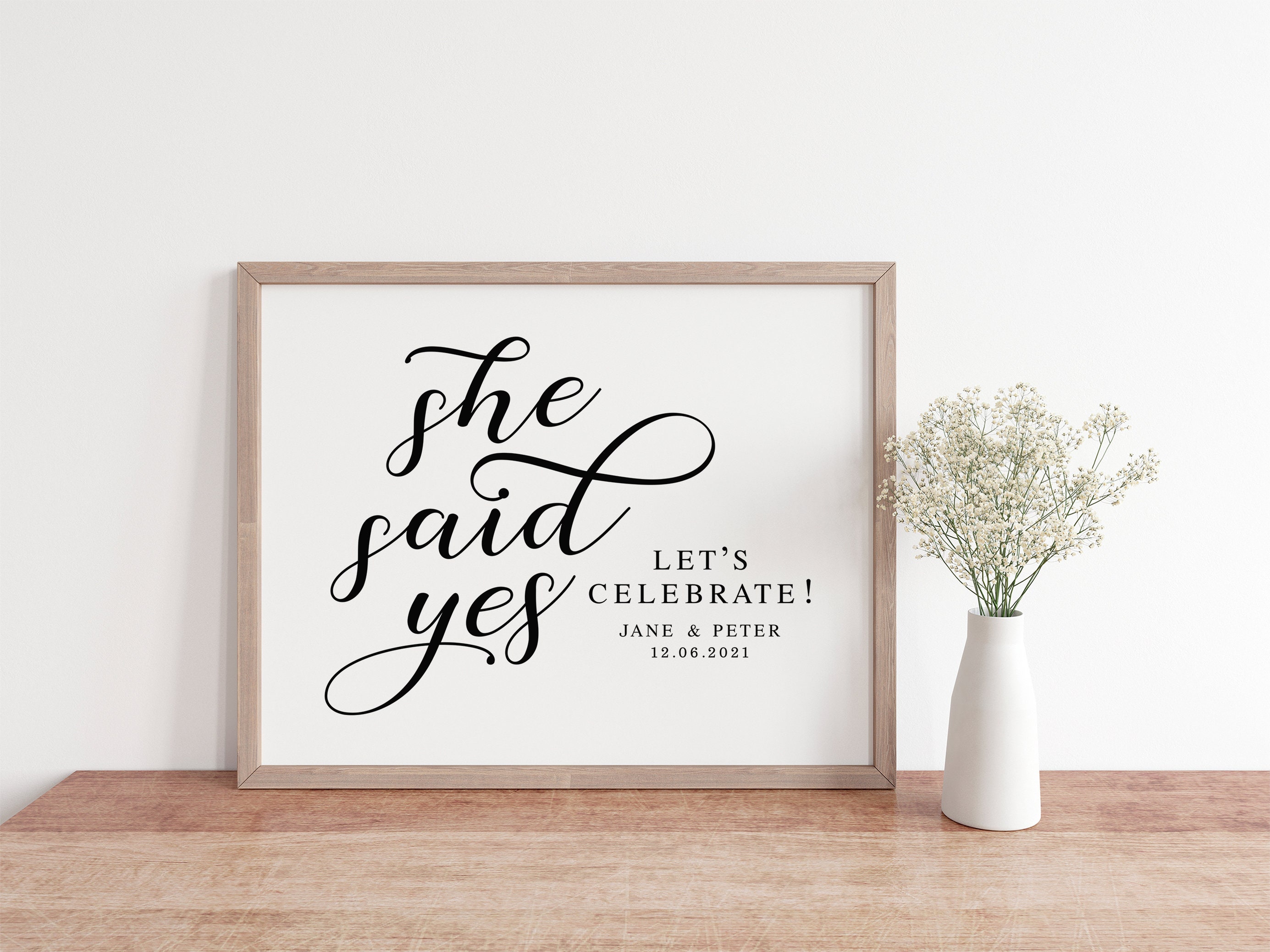 She Said Yes, Engagement Party Sign, Printable Engagement Signs, She ...