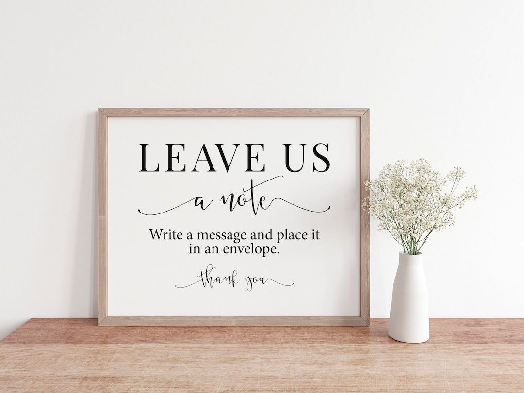 Leave Us A Note, Write Us A Message, Wedding Signs, Wedding Prints ...