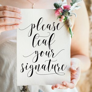 Please Leaf Your Signature, Wedding Signs, Wedding Tree Guestbook Sign ...