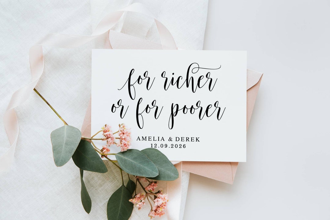 For Richer or for Poorer, Modern Minimalist Wedding Signs, Wedding ...