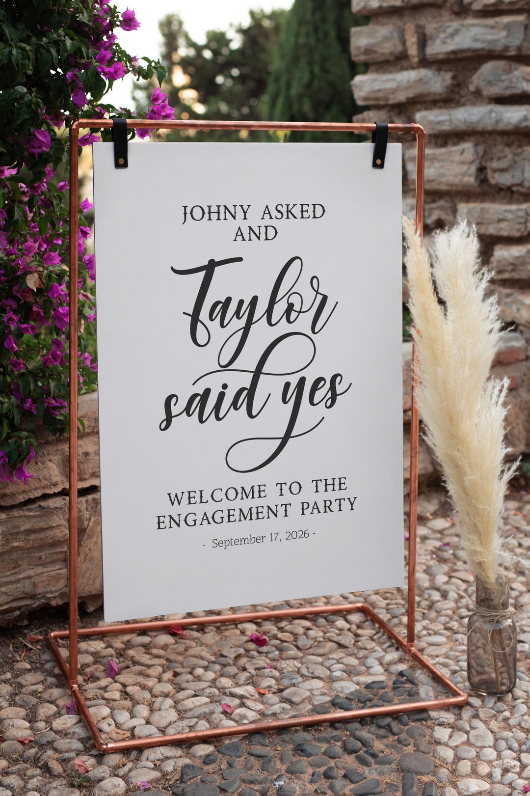 Engagement Party Sign: He Asked, She Said Yes - Printable Decor (PDF ...