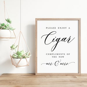 Please Enjoy A Cigar, Compliments From the New Mr and Mrs, Wedding ...