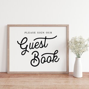 Please Sign Our Guest Book, Modern Minimalist Wedding Reception Signs ...