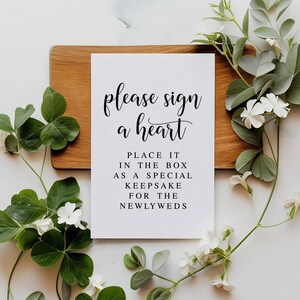 Please Sign A Heart as A Keepsake for the Newlyweds, Modern Minimalist ...