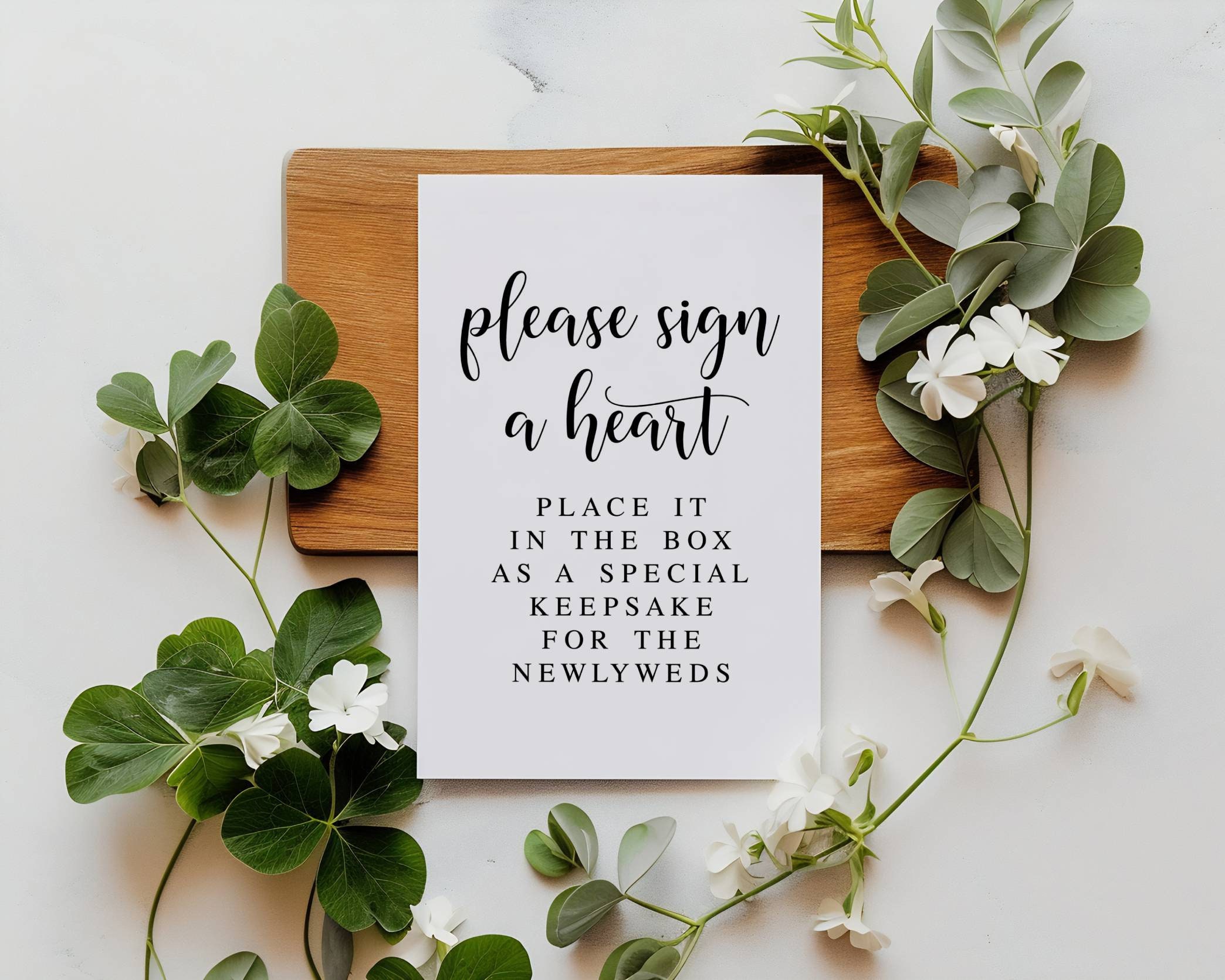 Please Sign A Heart as A Keepsake for the Newlyweds, Modern Minimalist ...