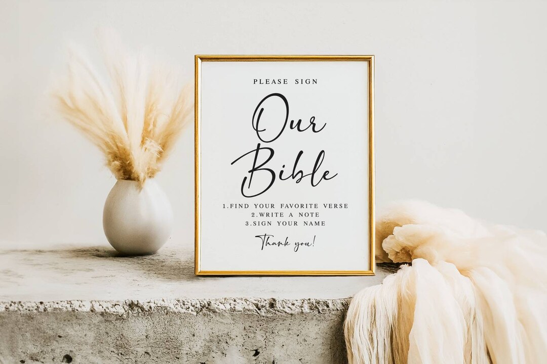 Please Sign Our Bible, Wedding Reception Signs, Bible Guestbook Sign ...