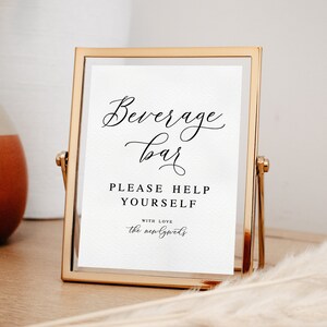 Beverage Bar Signs, Please Help Yourself, Modern Minimalist Wedding ...