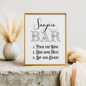 Sangria Bar Sign, Wedding Signs, Wedding Sangria Sign, Wedding ...