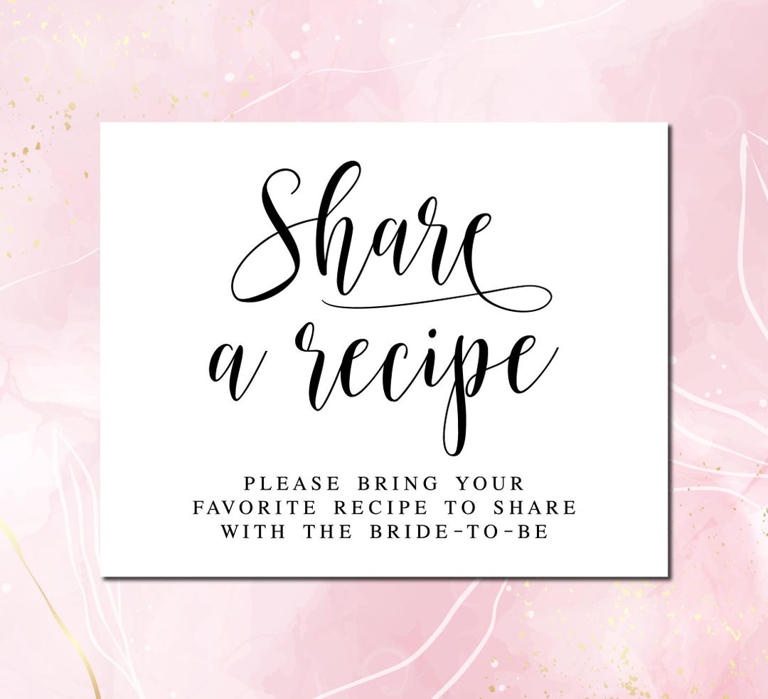 Share A Recipe, Wedding Signs, Share Your Favorite Recipe, Wedding ...