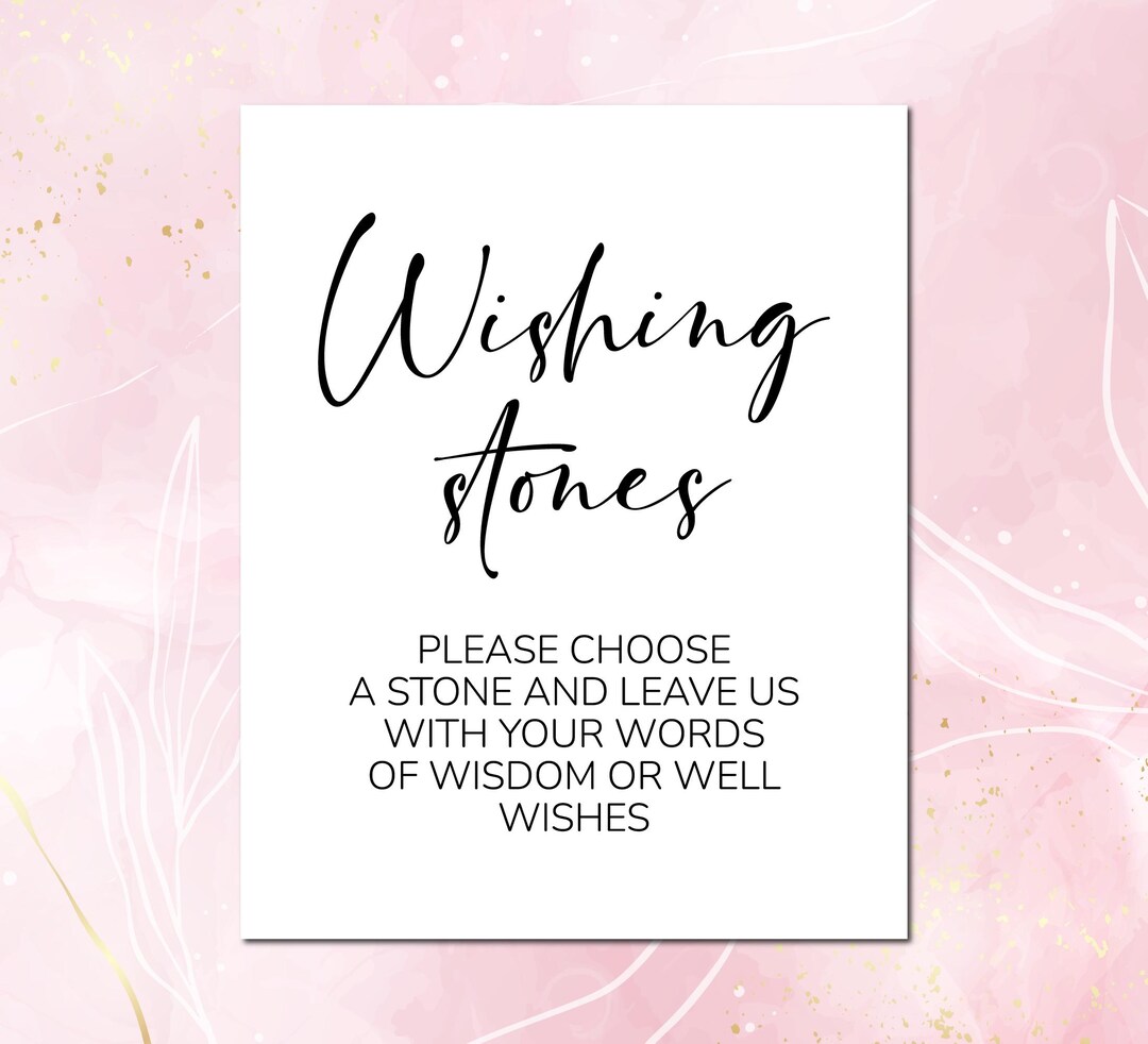 Wishing Stones Sign, Well Wishes Sign, Stone Guestbook, Wedding Stone ...