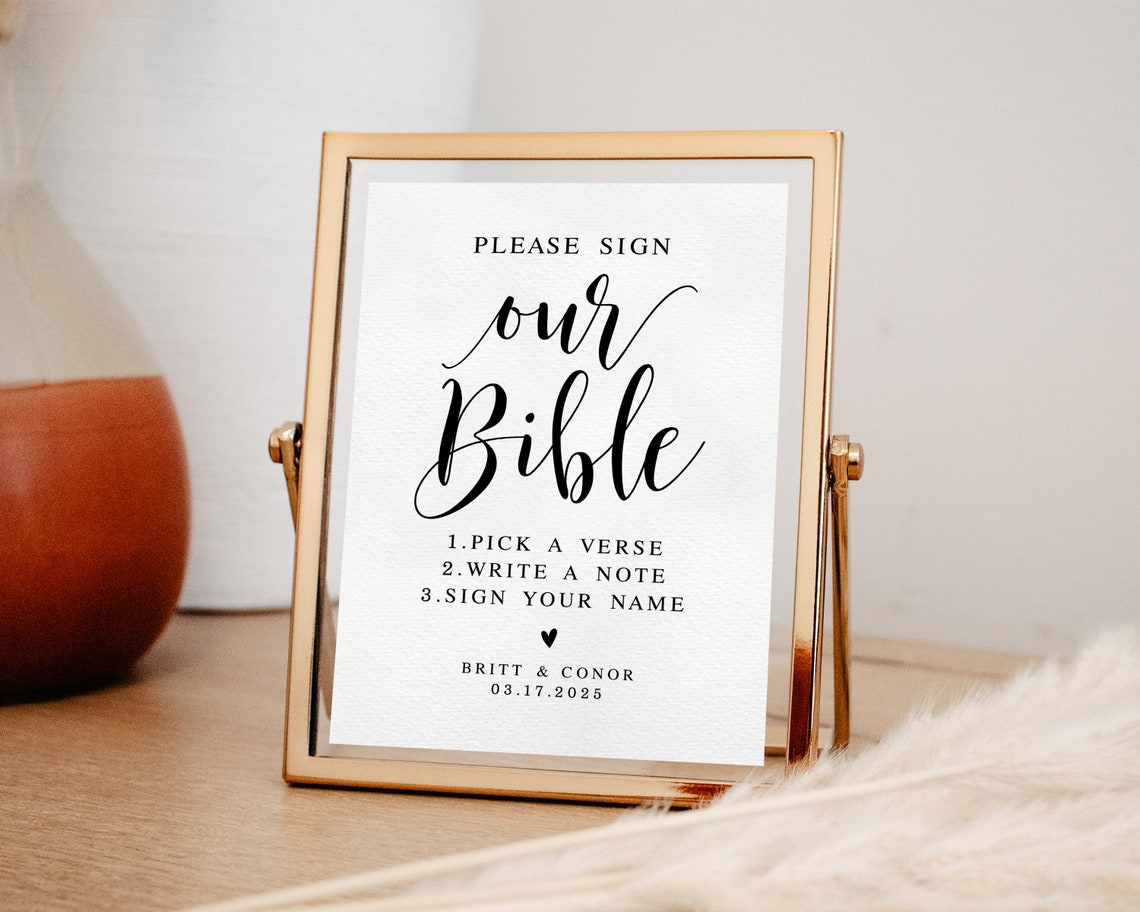 Please Sign Our Bible, Wedding Signs, Wedding Decor, Bible Guestbook ...