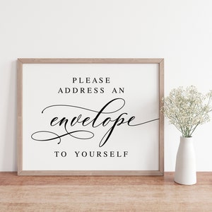 Address an Envelope to Yourself Sign: Elegant Wedding Decor (digital ...