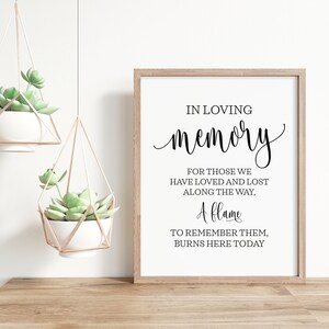 In Loving Memory Wedding Sign: Remembrance Flame (PDF & JPG) - Etsy