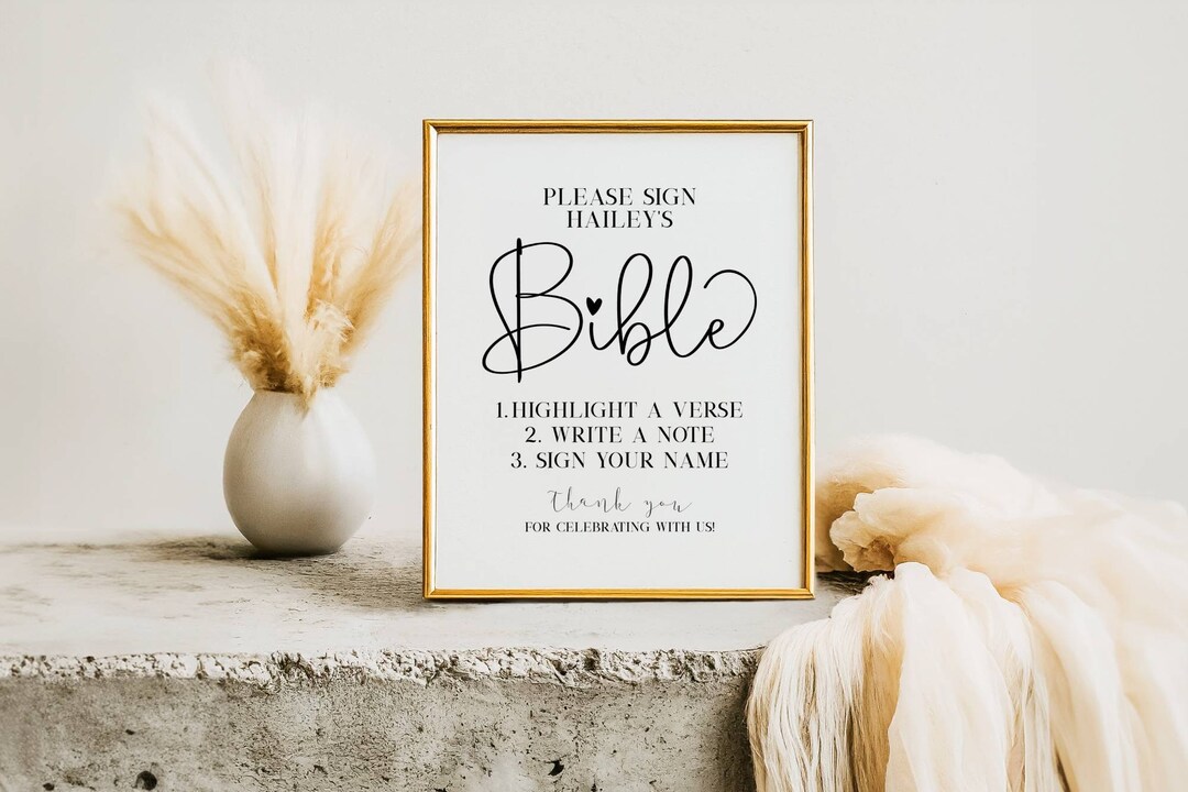 Please Sign Bible, Baby Baptism Bible Guestbook Sign, Bible Guest Book ...