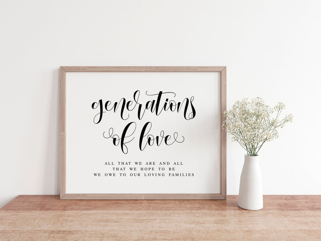 Generations of Love Sign, All That We Are We Owe to Our Loving Families ...