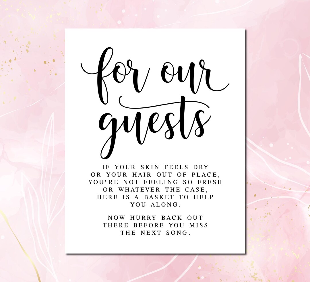 For Our Guests, Wedding Signs, Wedding Bathroom Sign, Wedding Bathroom ...