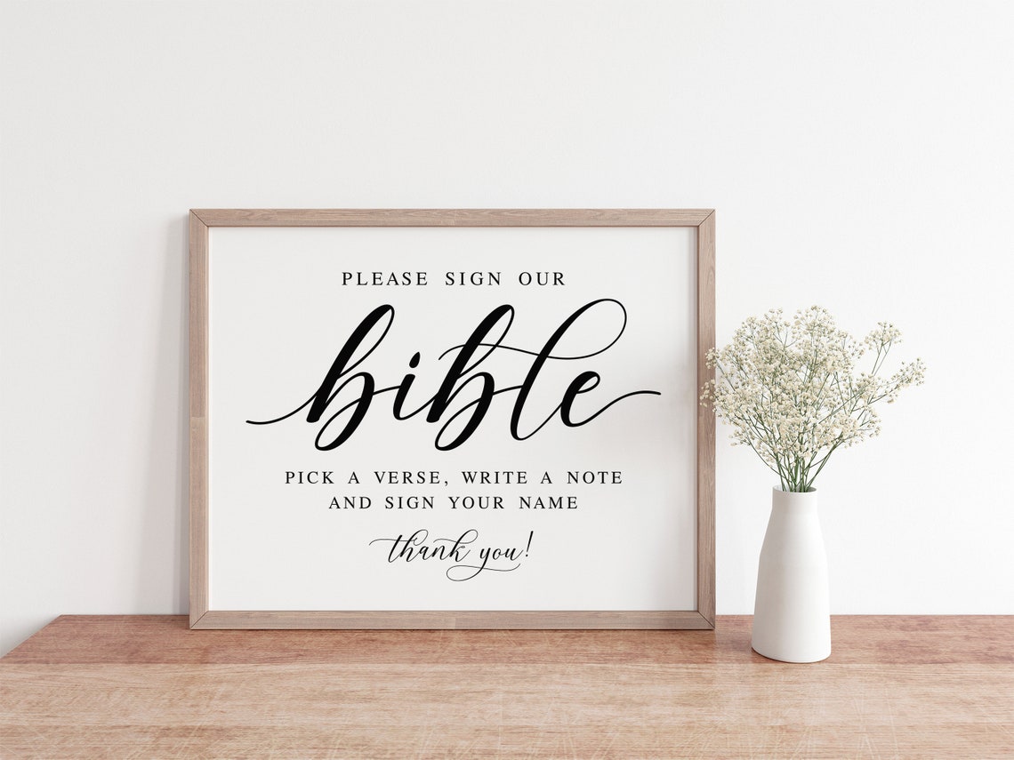 Please Sign Our Bible Wedding Bible Sign Bible Guestbook - Etsy