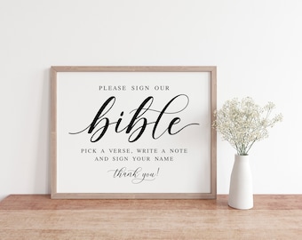 Wedding Prints, Wedding Signage, Please Sign Our Bible, Wedding Signs ...