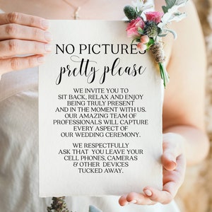 No Pictures Pretty Please, Modern Minimalist Wedding Signs, Unplugged ...