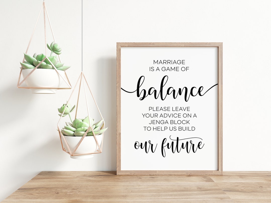 Marriage is A Game of Balance Wedding Signs Wedding Jenga - Etsy
