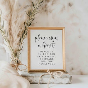Please Sign A Heart as A Keepsake for the Newlyweds, Modern Minimalist ...